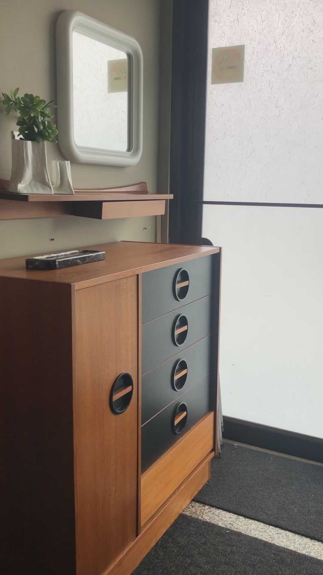 RARE MAHOGANY(?) MCM SOLID WOOD ENTRYWAY WALL SHELF W/ KEY DRAWER ...